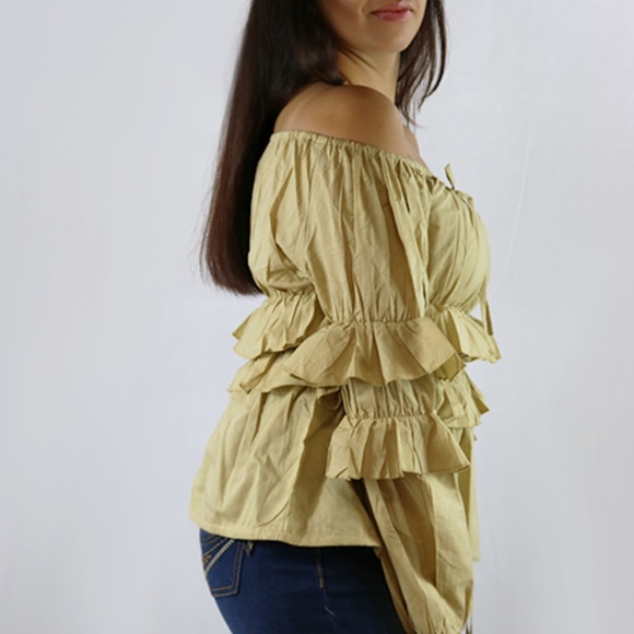 ETC | Tops | 0 Cotton Off Shoulder Lightweight Tan Top 321 | Poshmark